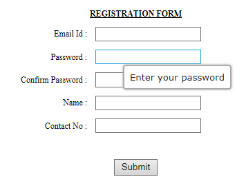 User Registration Form With ToolTip Message and Validation Using jQuery ...
