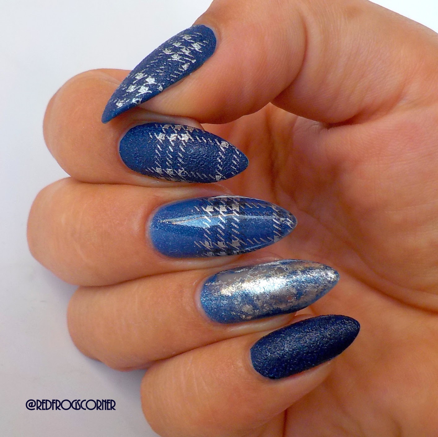 Red polish or bad polish?: Blue fabric nails with Cooi