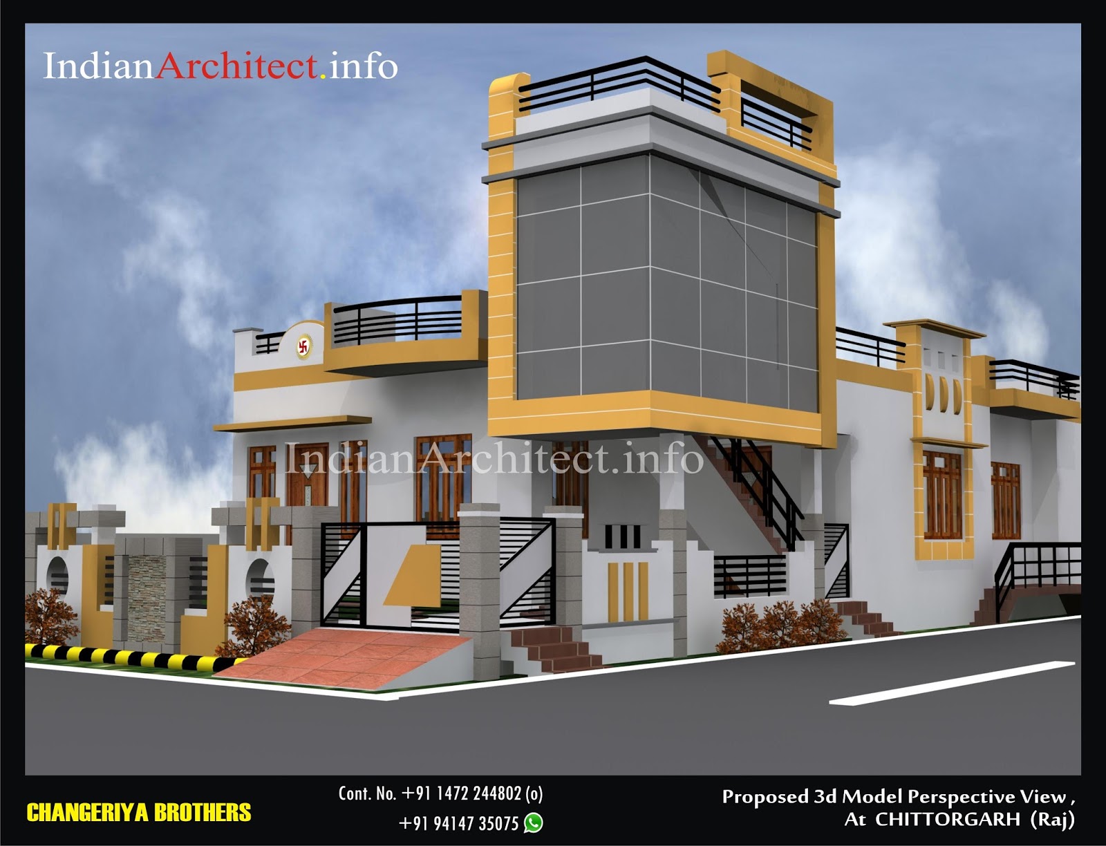 P102-3D view of Modern contemporary Residential Project