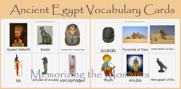 Memorizing the Moments: Ancient Egypt Vocabulary Cards