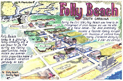The Barthet Gallery: Folly Beach Pictorial Map