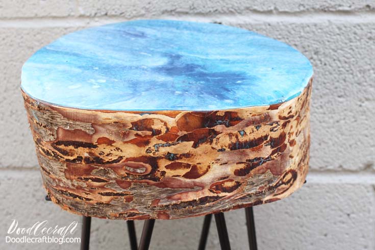 Resin Flo Paint Poured Hairpin Leg Log Slice Table