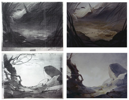 Gurney Journey: Bambi background / layout comparisons