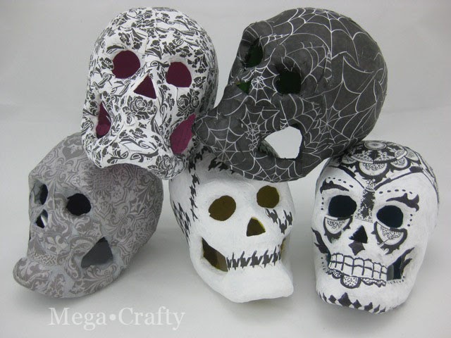 Mega•Crafty: Scrapbook Paper Covered Skulls