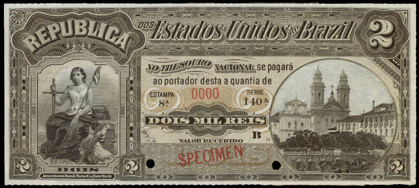 Brazil 2 Mil Reis banknote 1890|World Banknotes & Coins Pictures | Old ...