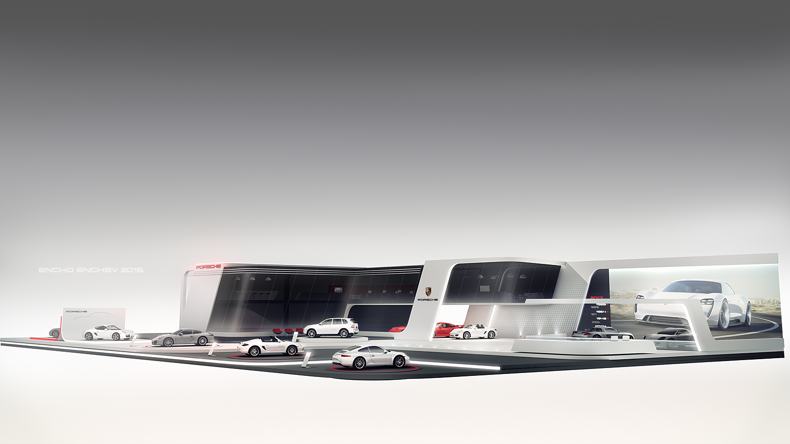 Encho Enchev CG artist and designer: Porsche stand concept for Geneva ...