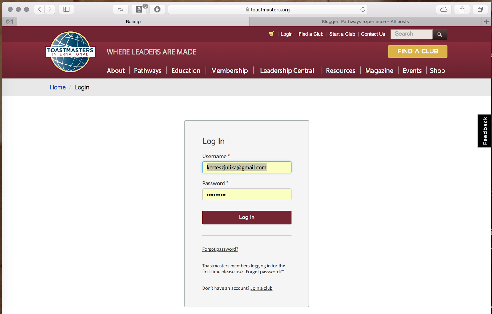 Pathways experience: Login to Toastmasters.org and Sample your first ...