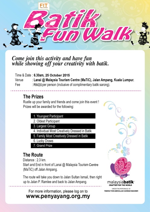 RUNNING WITH PASSION: Media Release: Batik Fun Walk 2015