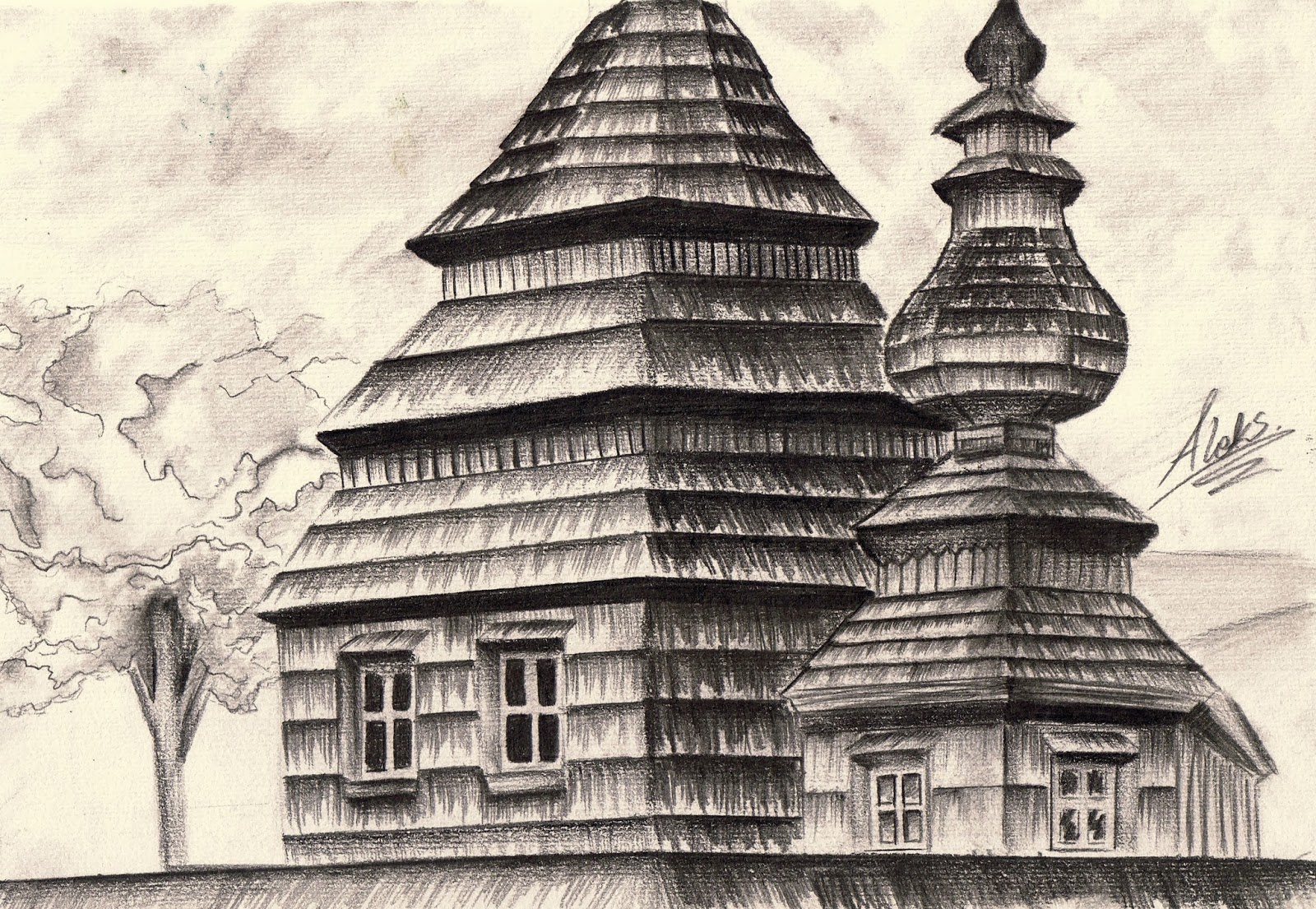 Heavenly Art: Drewniany kościół-szkic