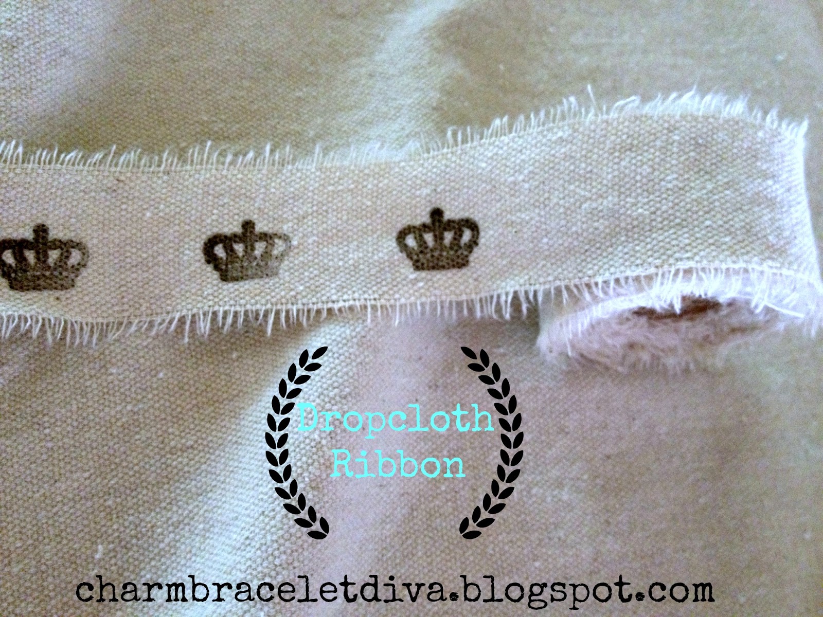 Our Hopeful Home: Hand-Stamped Drop Cloth Ribbon Tutorial