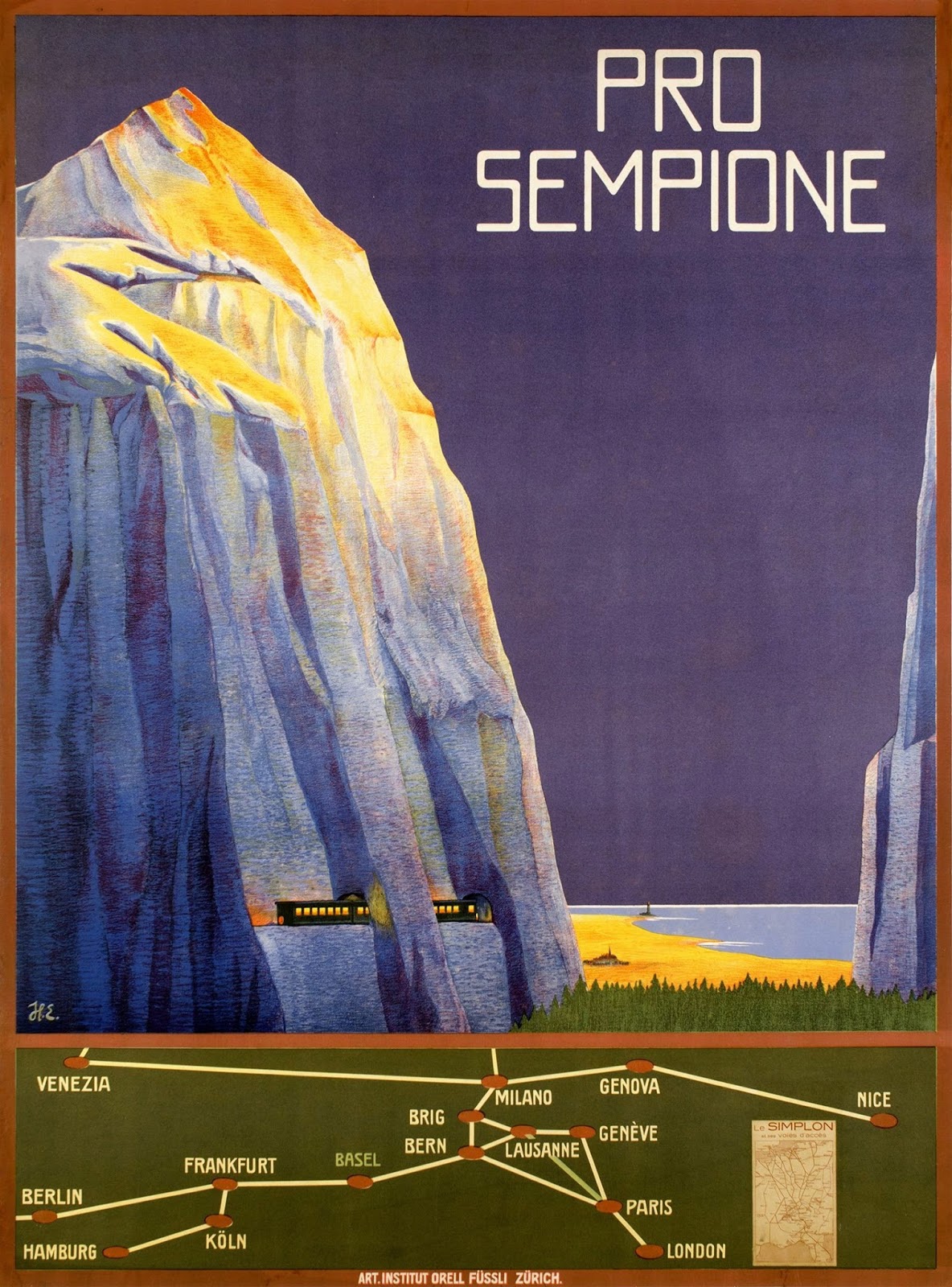 transpress nz: Simplon tunnel route poster, Switzerland