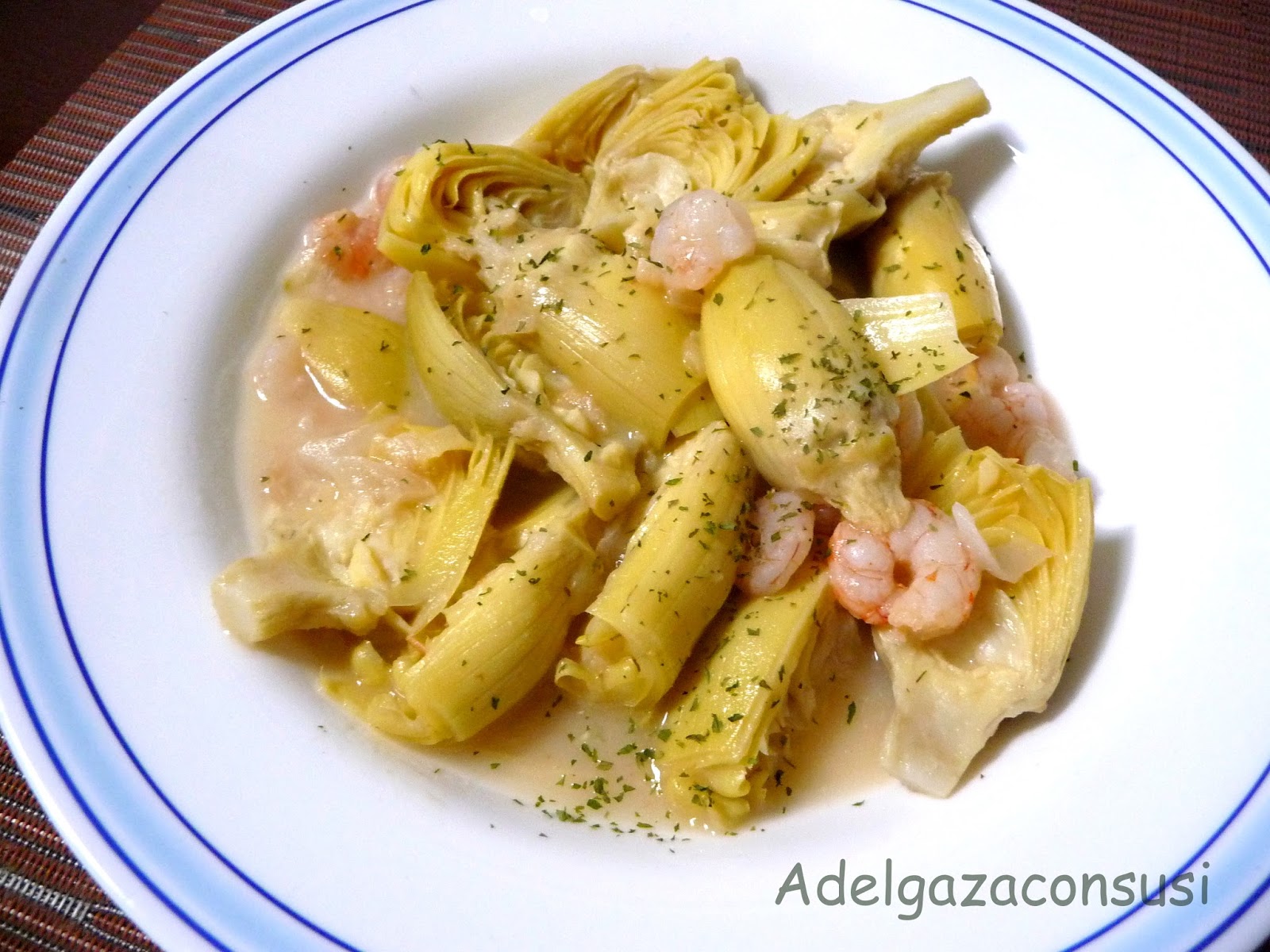 Recetas Light - Adelgazaconsusi: Alcachofas con gambas al vino blanco