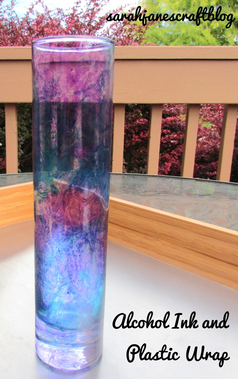 Alcohol Ink and Plastic Wrap Flower Vase