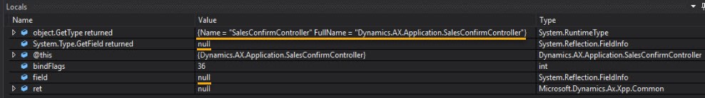 Dynamics AX/365FO: X++ | d365FO | reflection - GetField not return a value