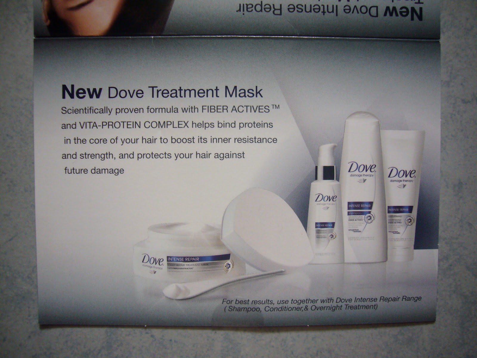 Sleepy Lah : Dove Intense Repair Treament Mask Sample