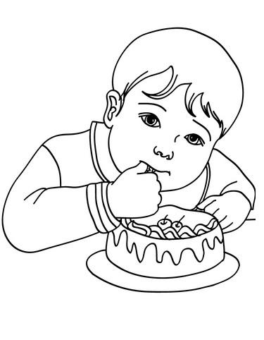 Boy Eating Sheet Coloring Pages