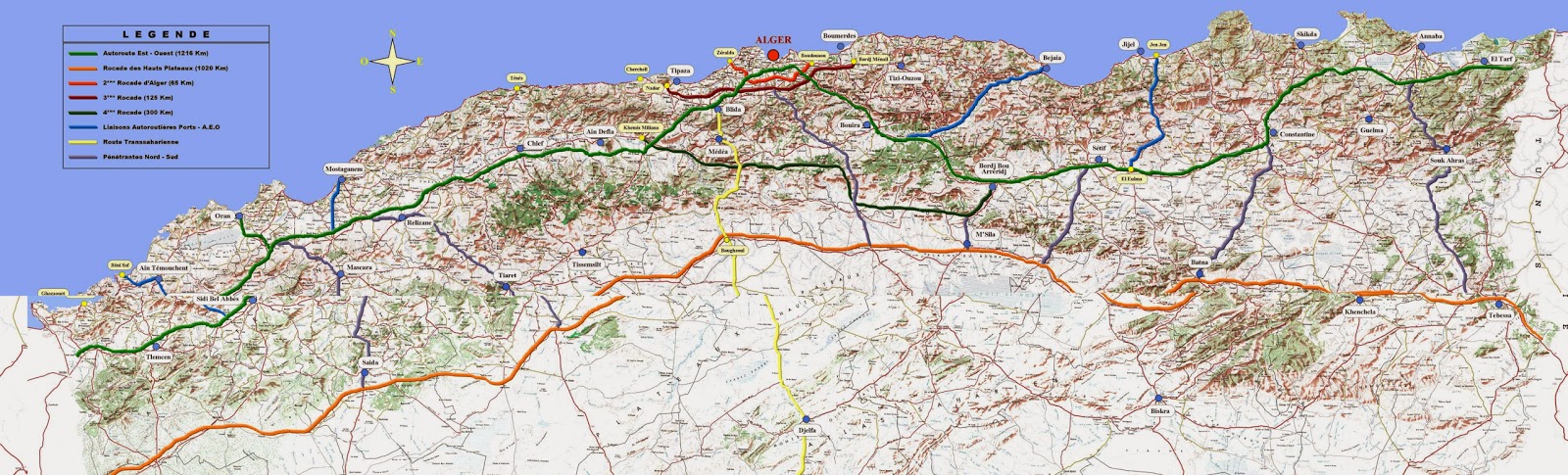 Topographie: L'autoroute Est-Ouest (Algerie)