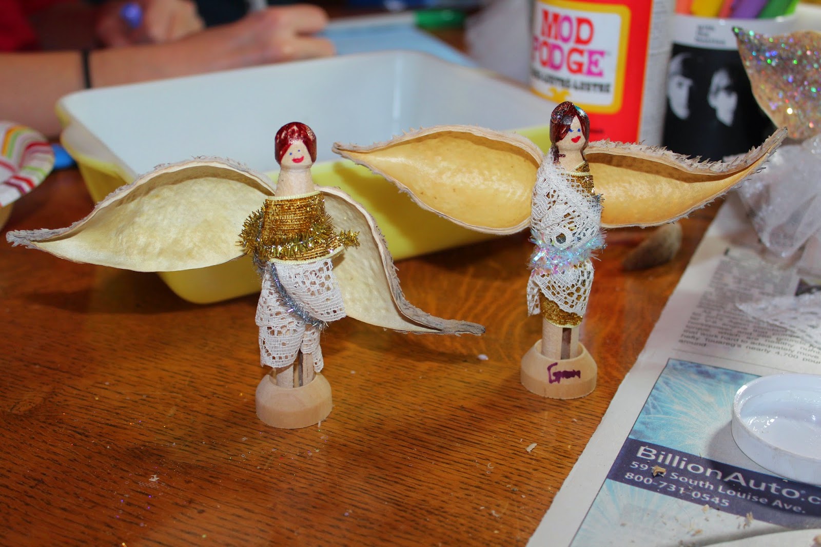 artteajannell: Milkweed Pod Angel Ornaments