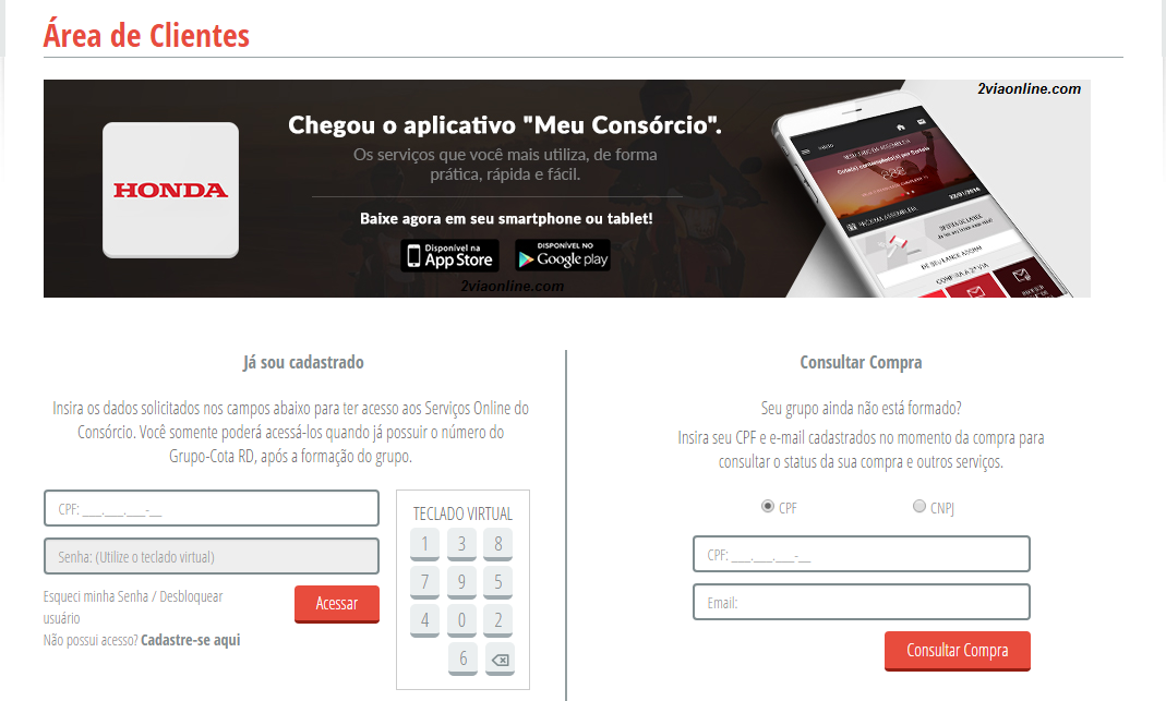 2Via do Boleto Consórcio Nacional Honda