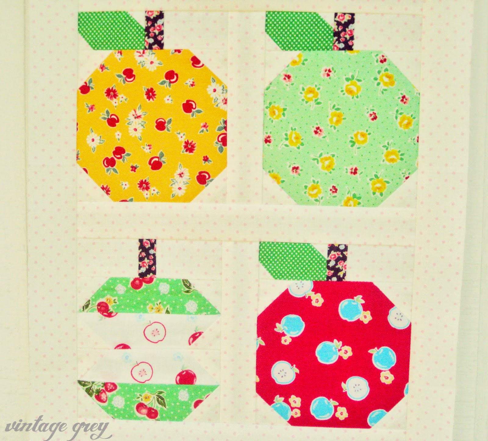 vintage grey: patchwork apples and pretty pinwheels
