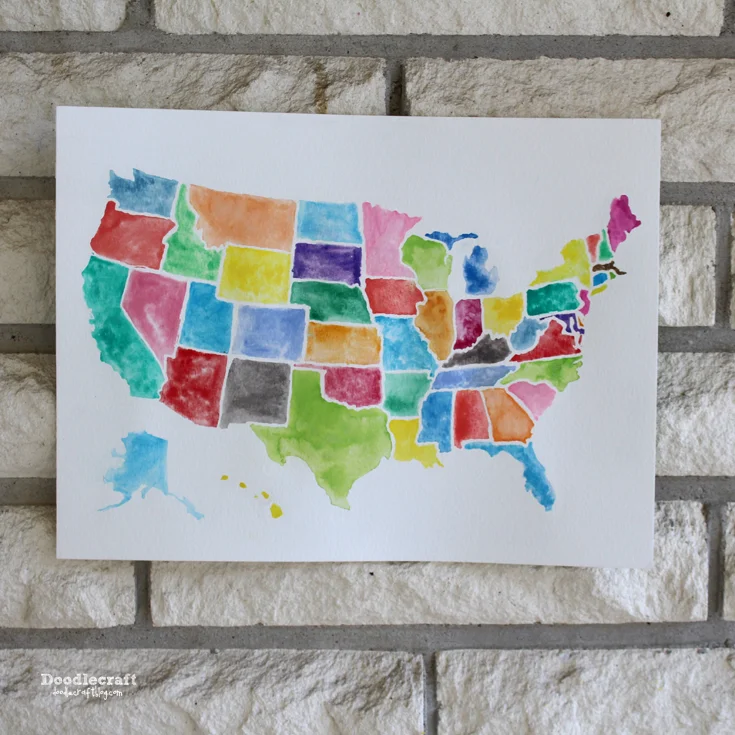 USA Watercolor Wall Art using Frisket!