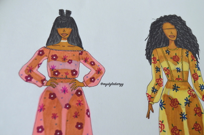 FASHION DRAWING SHEER FLORAL MAXI DRESSES | Mystylediaryy