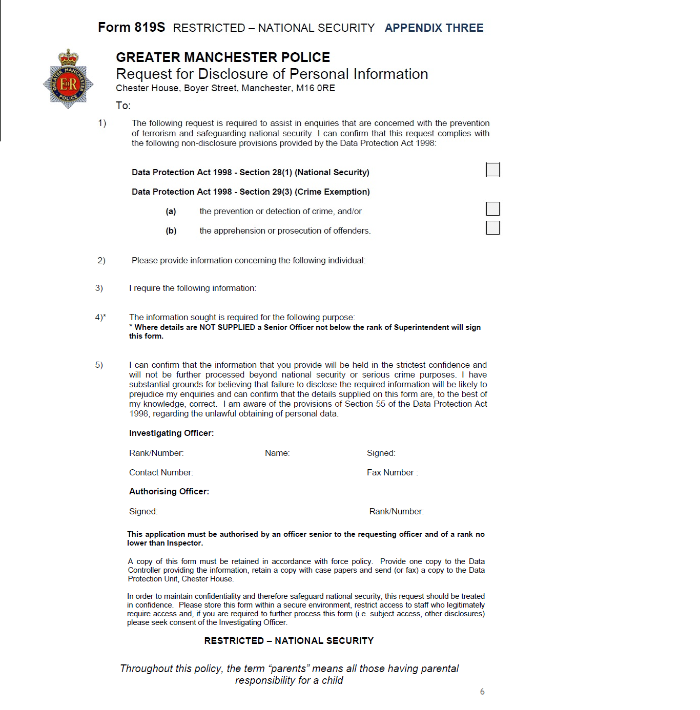 Tameside Citizen: Restricted Document related to "National Security ...