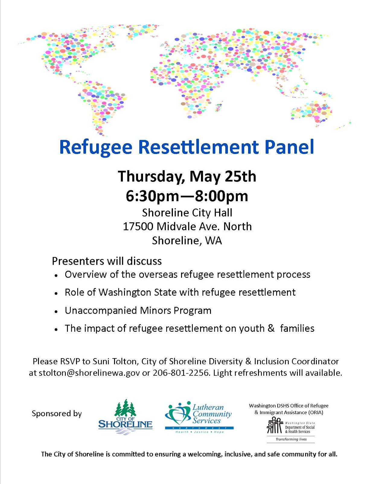 Shoreline Area News: Refugee Resettlement Panel May 25