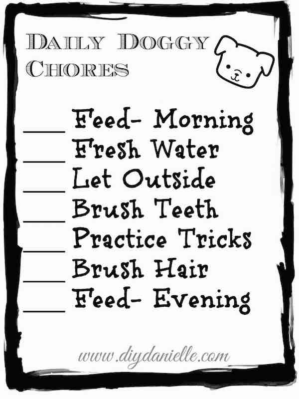 Dog Care Chore Checklist for Toddlers {Free Printable!} - DIY Danielle®