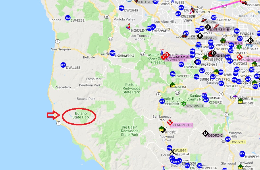 Weekend Chronicle -- World Wide!: APRS coverage in Butano State Park ...