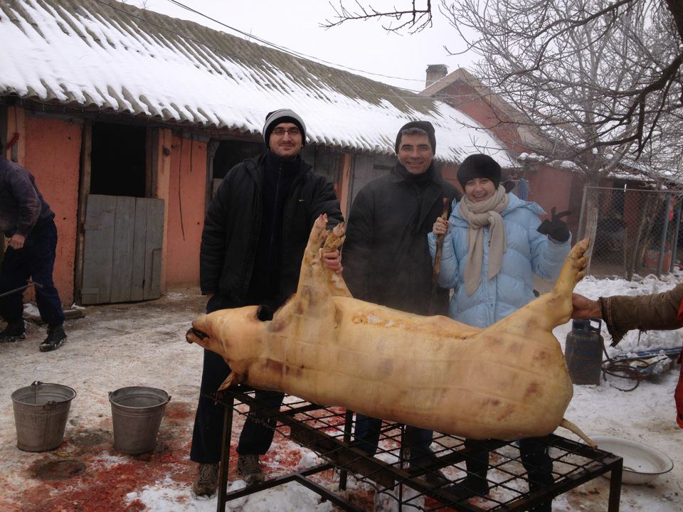 Mondenitati din lume adunate: Gabriela Cristea la taiatul porcului