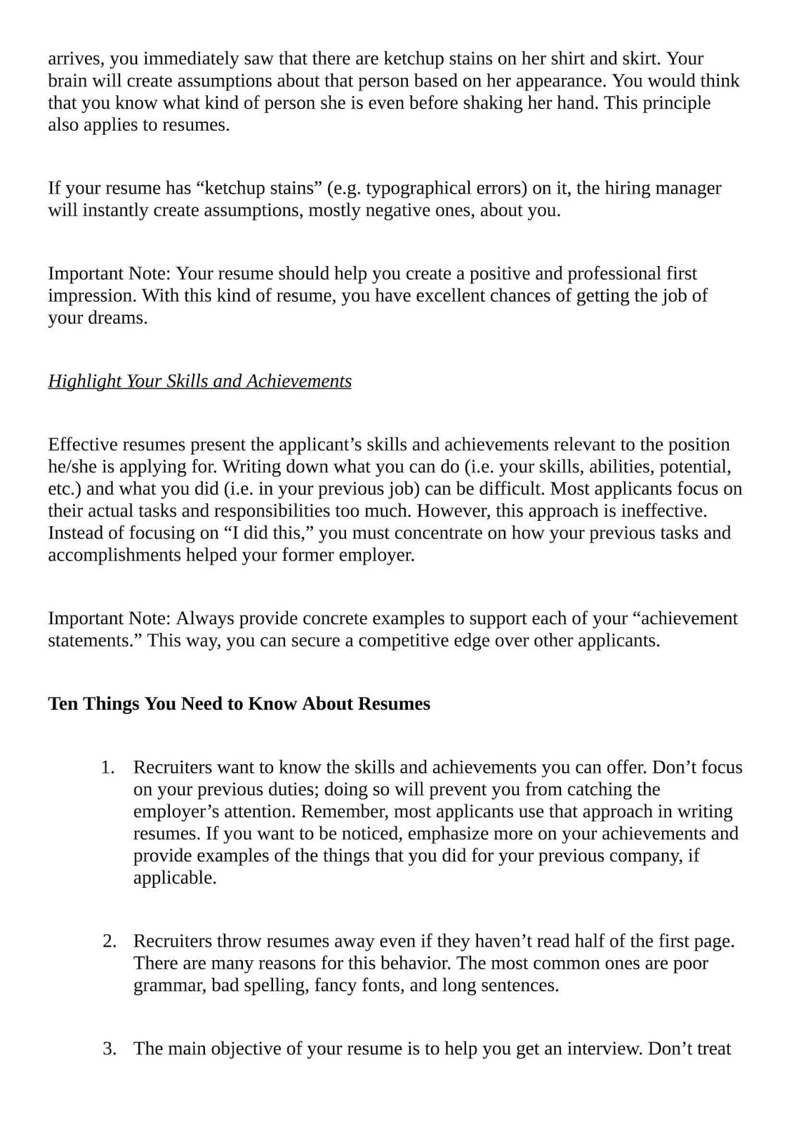 How to highlight your Skills and Achievements in Your resume - Read Banking