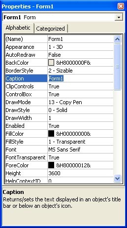 Opening the Properties Window and Changing Form Properties ~ VISUAL ...