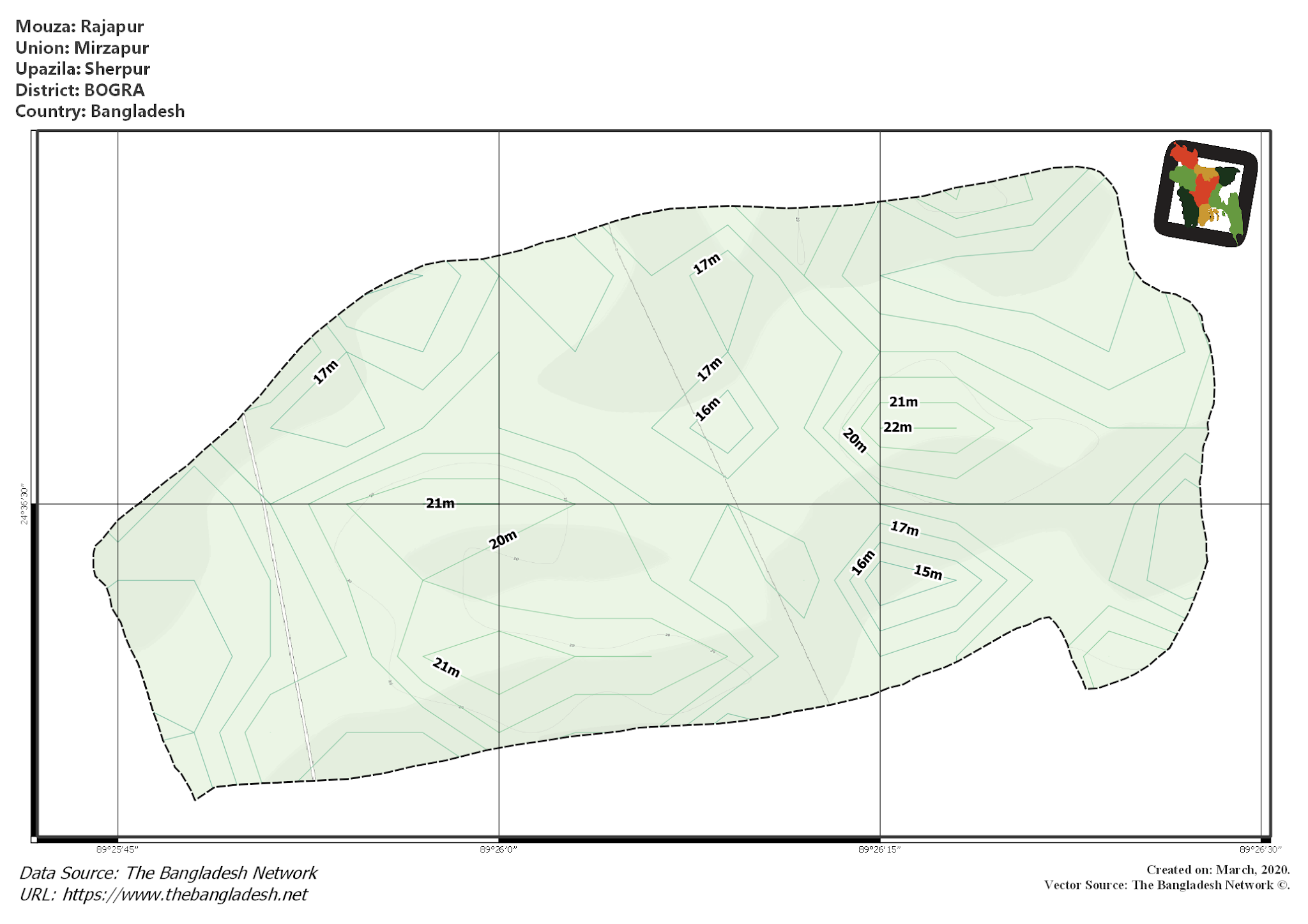 Map of Rajapur Mouza, Sherpur, Bogra