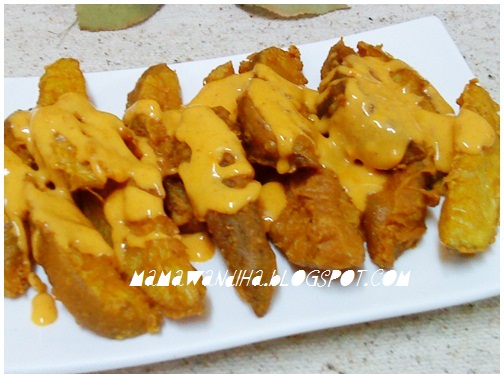 Dari Dapur MaDiHaA: Kentang Wedges Goreng Tepong dengan Jalapeno Cheese