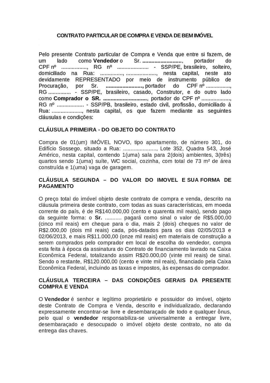 Recibo De Compra E Venda De Imovel Modelo V Rios Modelos Vrogue