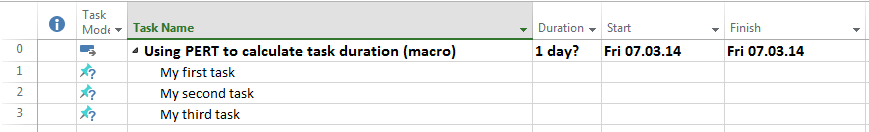 Using Pert To Calculate Task Duration In Microsoft Project