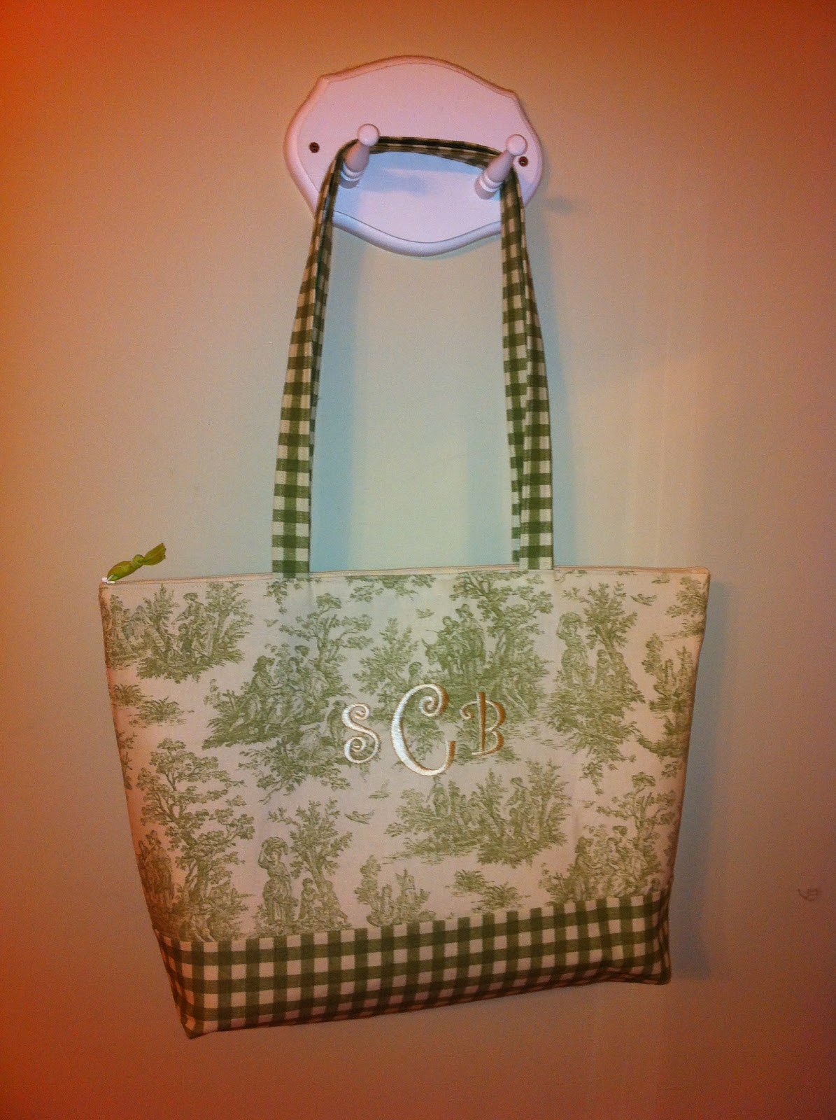 Linda's Green Toile Tote
