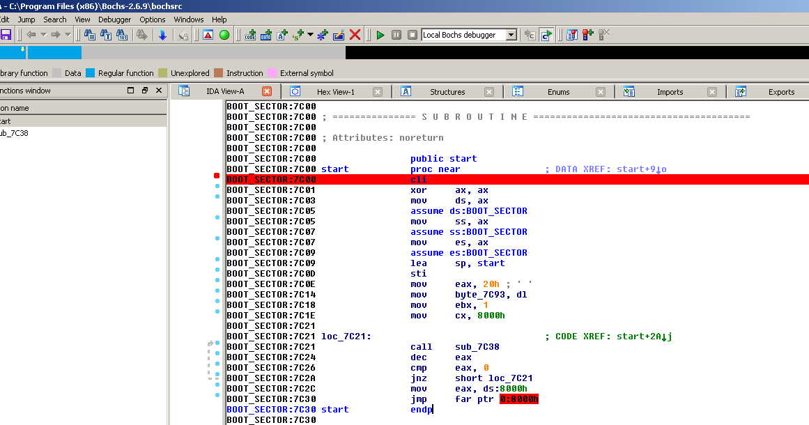 Debugging MBR : IDA Pro and Bochs Emulator