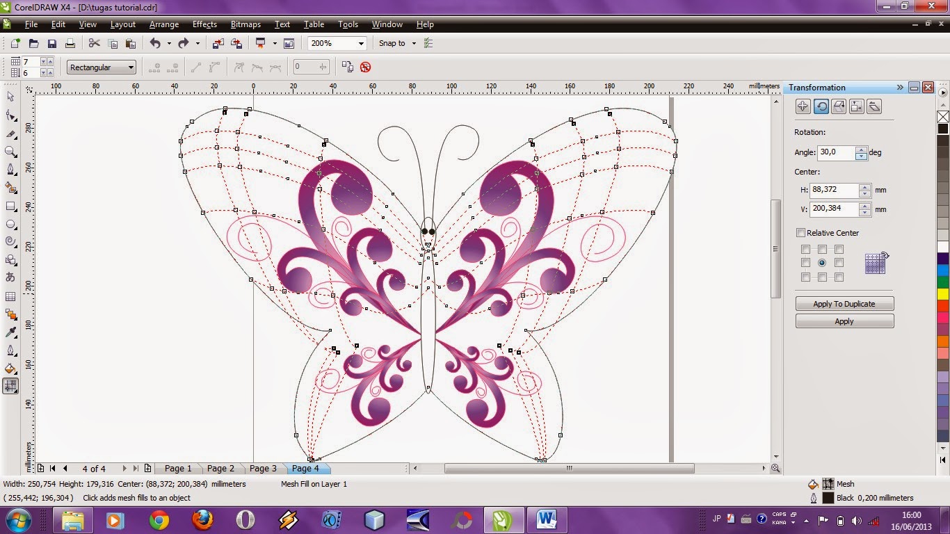 Tutorial CorelDRAW X4: Tutorial Membuat Kupu-kupu Cantik dengan CorelDRAW X4