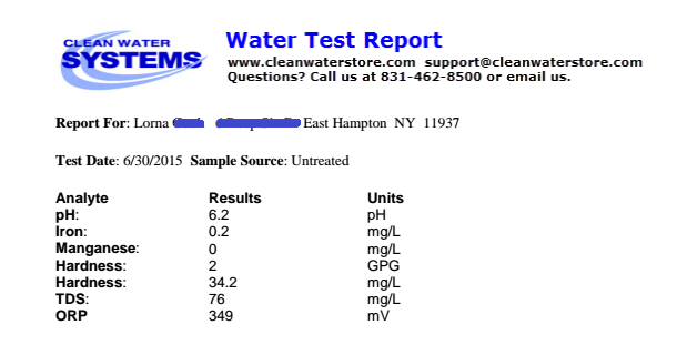 Clean Well Water Report: Water Test Shows Acidic Water