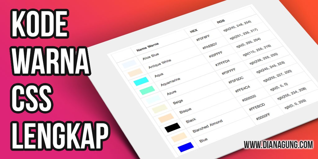 Kode Warna CSS Lengkap - DWTrik - Solusi Trik Original