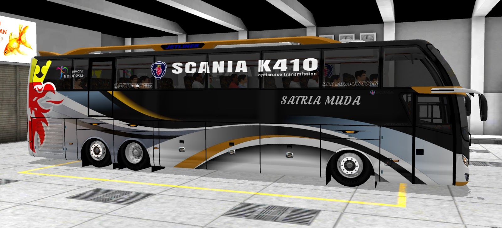 Livery Satria Muda Mod JETLINER SCANIA K410 BUSSID - MASADI.ID