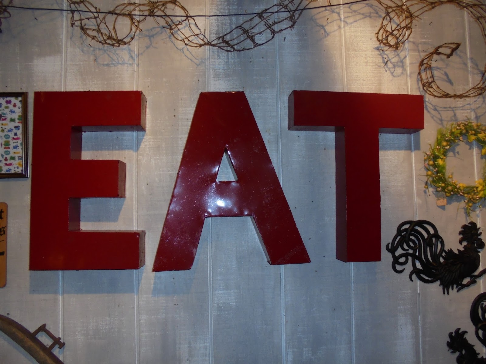 Log Cabin Antiques & Gifts: Red metal letters