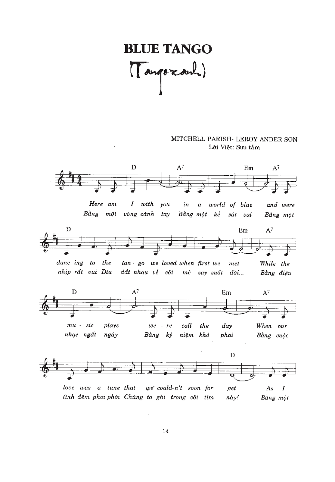 SHEET MUSIC FREE - Sheet PIANO FOR YOU ~ BLUE TANGO