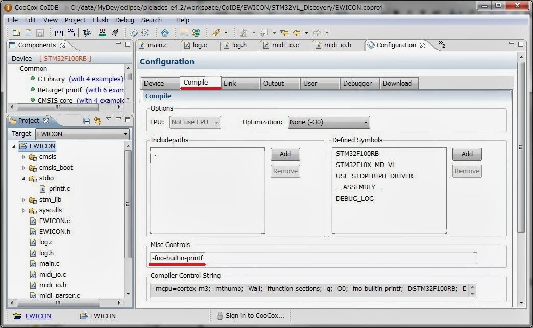 Syncton Coocox Coide で Stm32 の開発環境を作ってみた その1