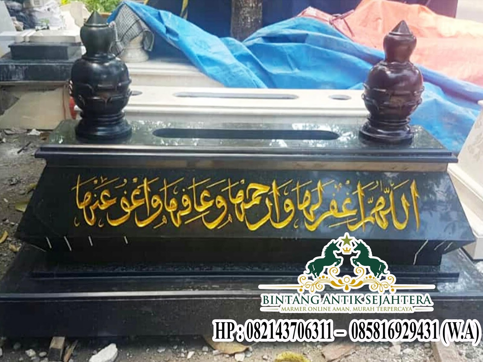 Contoh Makam Islam Model Bokoran Batu Granit Hitam Mengkilat ...