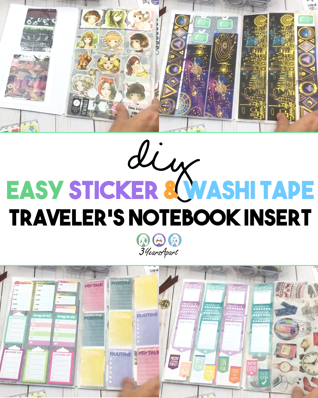 Easy DIY Sticker and Washi Tape Book / Traveler's Notebook Insert | 3 ...