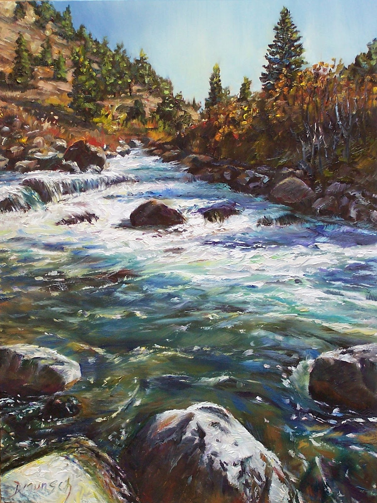 Donna Munsch Fine Art: Original Oil Painting Rocky Stream