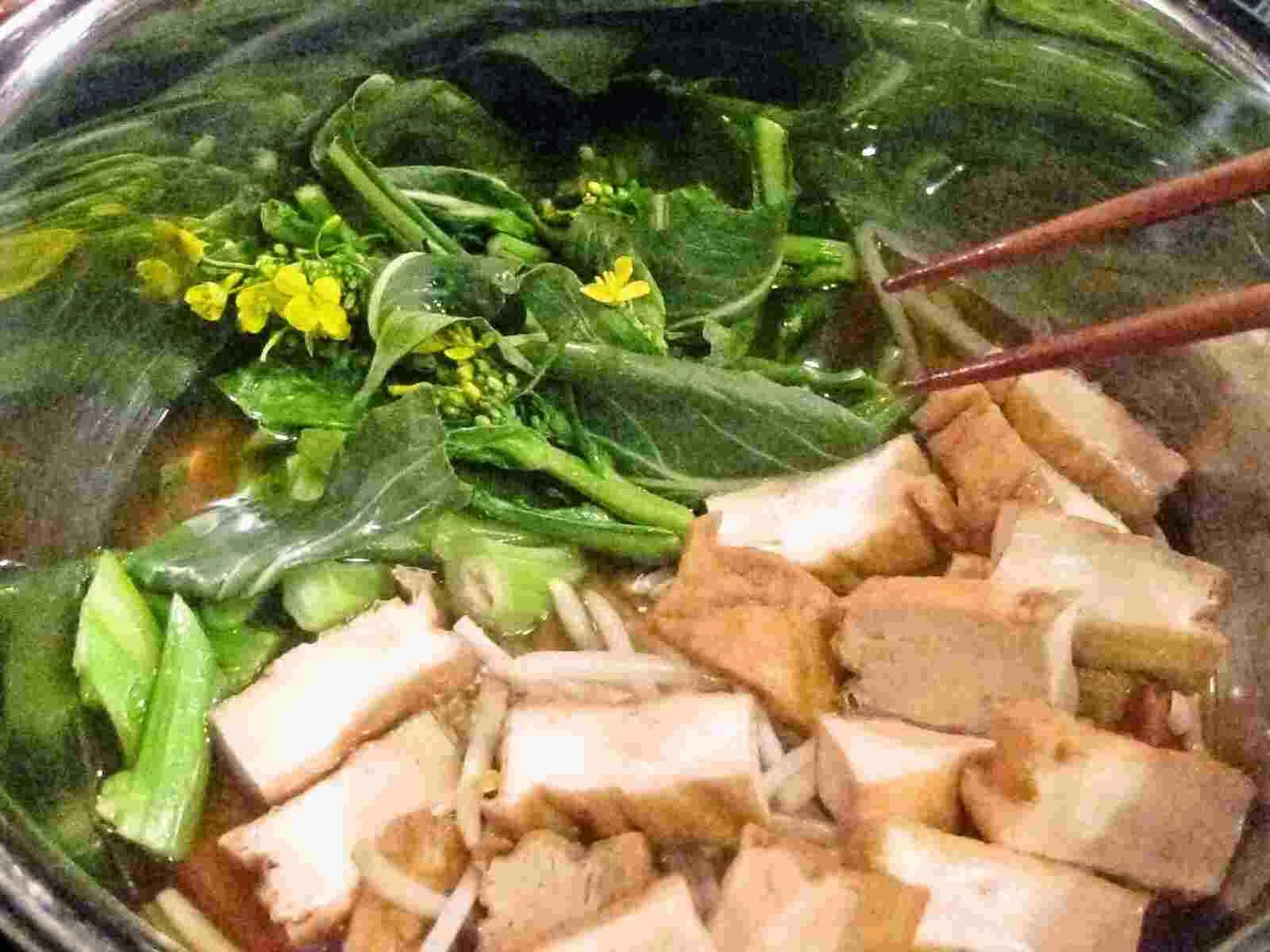 Recipes for Tom: Atsuage, moyashi, saishin no nibitashi / deep-fried ...